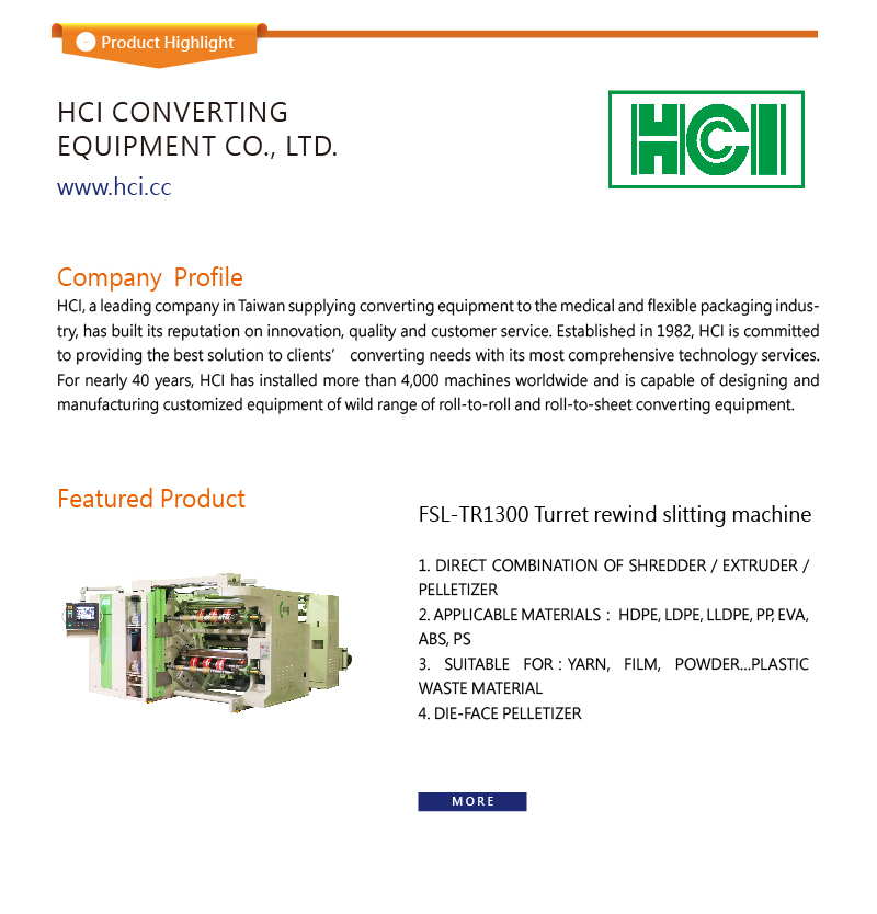 Product Highlight：HCI CONVERTING EQUIPMENT CO., LTD. - TaipeiPLAS 2021 ...