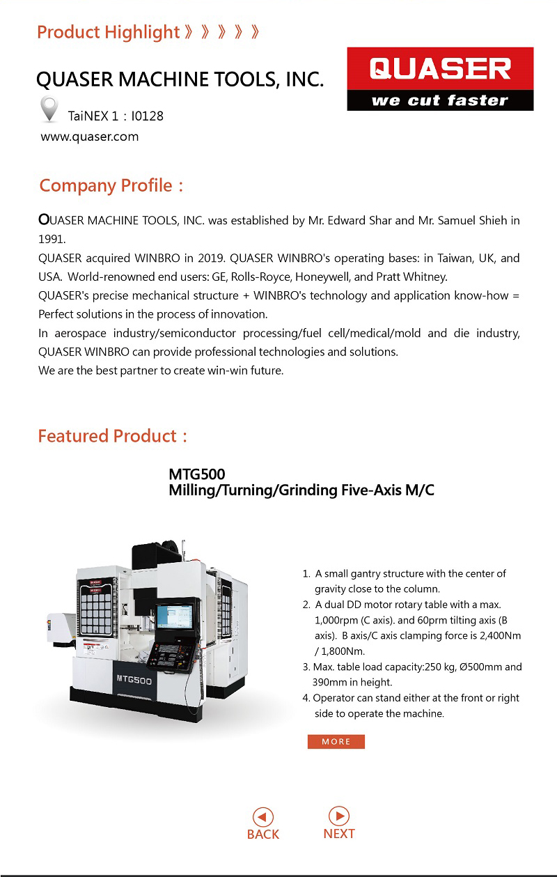 PRODUCT HIGHLIGHT : QUASER MACHINE TOOLS, INC. - TIMTOS x TMTS 2022 E ...